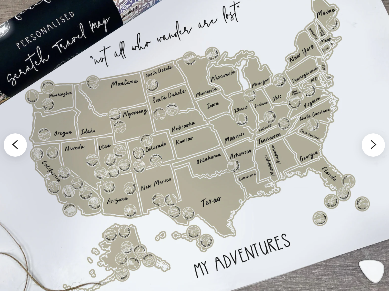 Personalized USA United States Scratch Off Map Hand drawn Watercolour ...