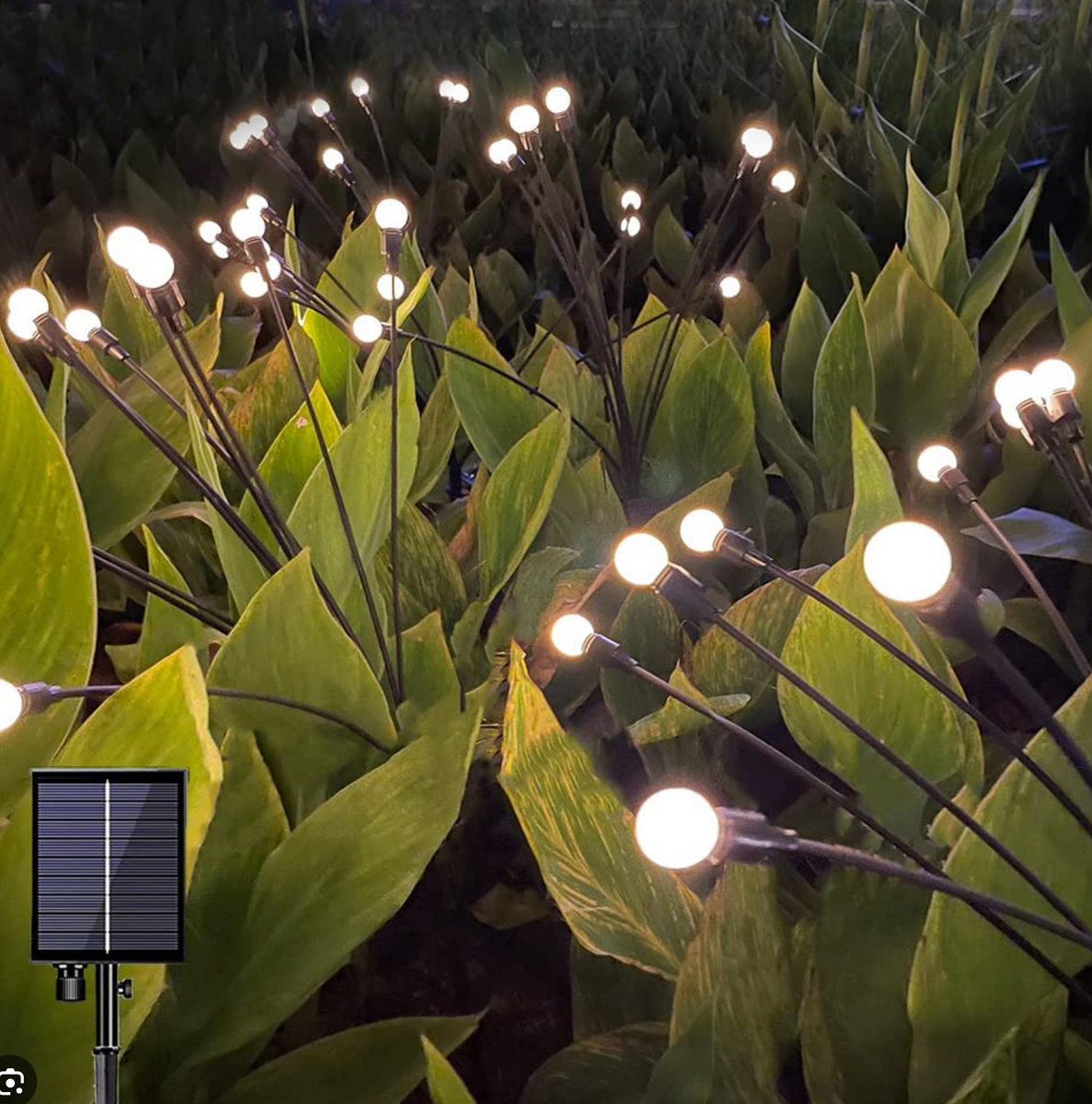 x2 PACK Firefly Solar Garden Lights, 6 LED Starburst Swaying Solar Fir ...