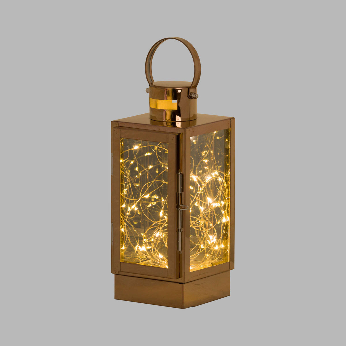 Copper Lantern With Led Micro Lights – Fireflies Designs