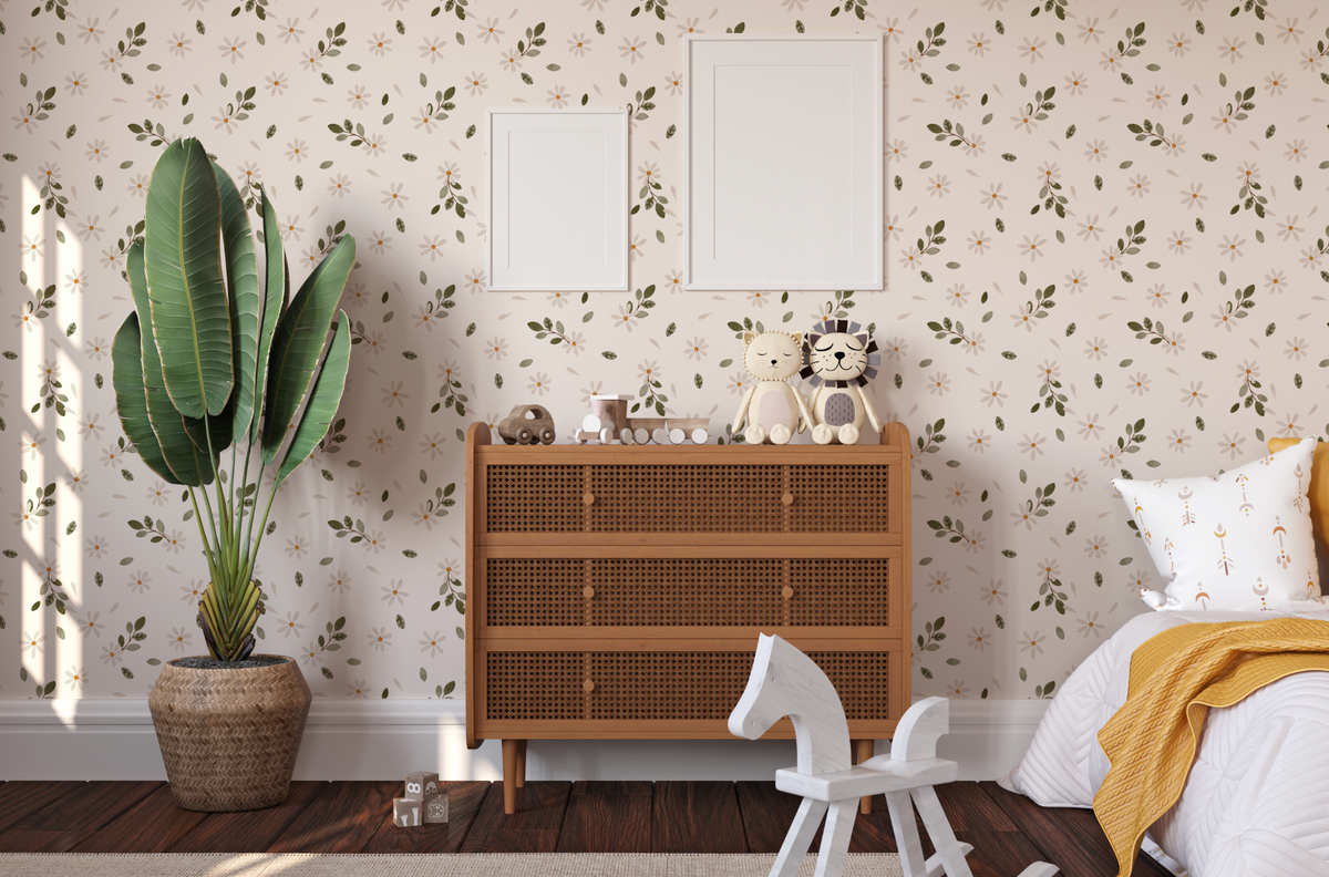 Peel and Stick or Traditional Nursery Wallpaper - Vintage Daisy Eucaly ...
